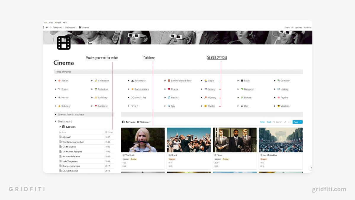 Notion Movie Tracker Template