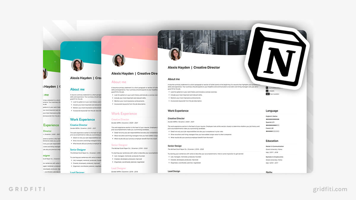 The 7 Best Notion Resume Templates Digital CV Templates Gridfiti