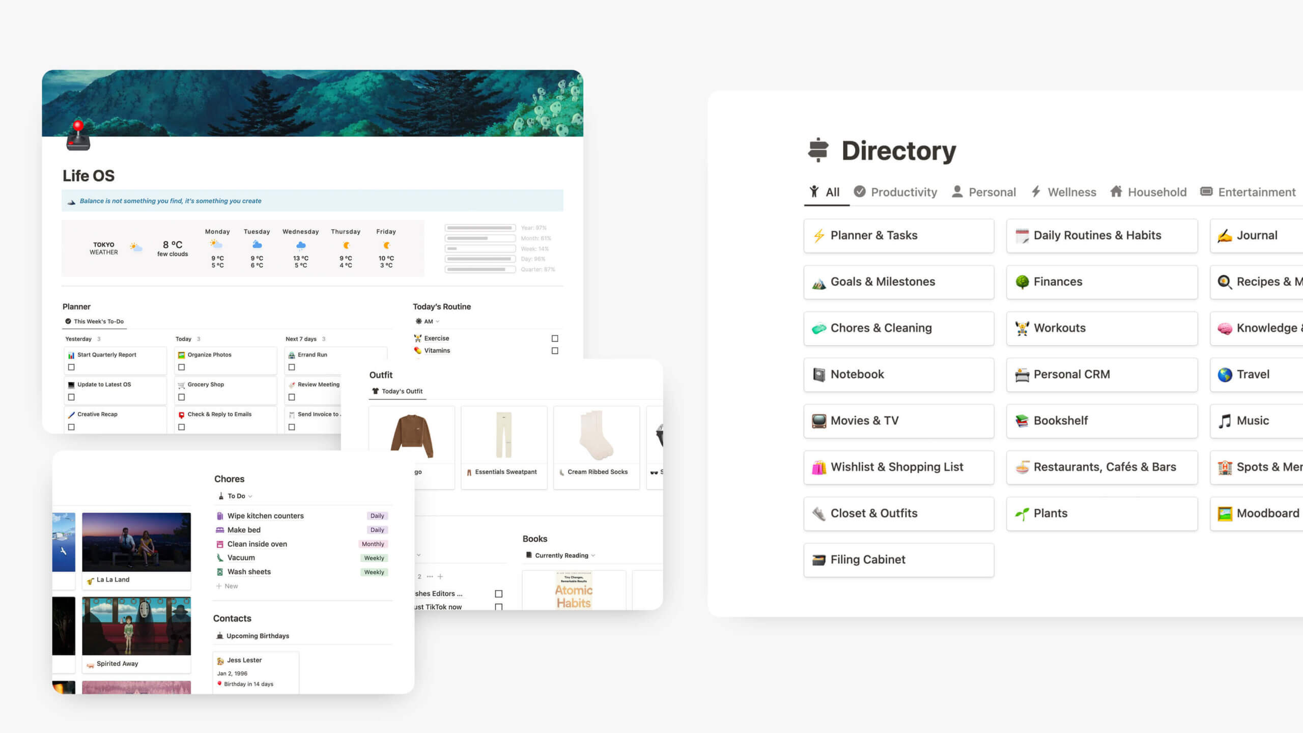 7 Notion Life OS Operating System Templates Life Dashboards
