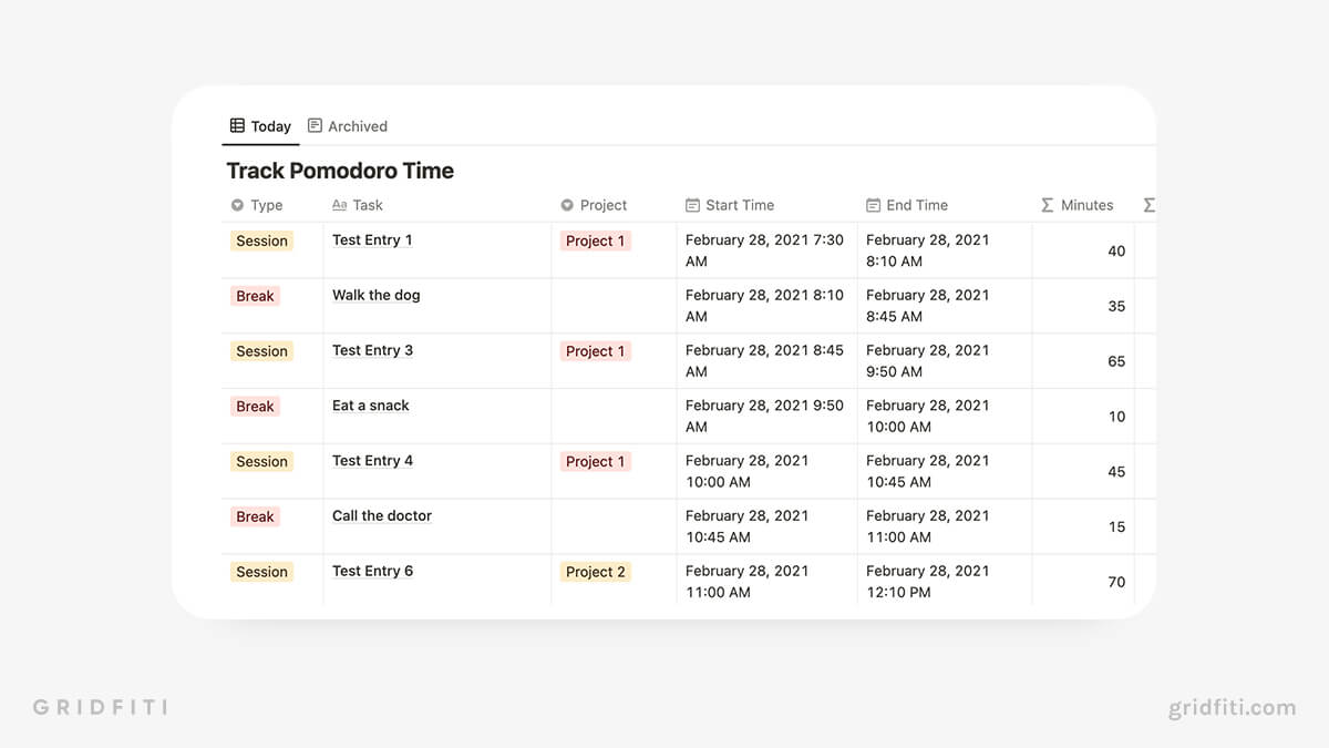 5 Notion Pomodoro Timer Widgets Templates Gridfiti