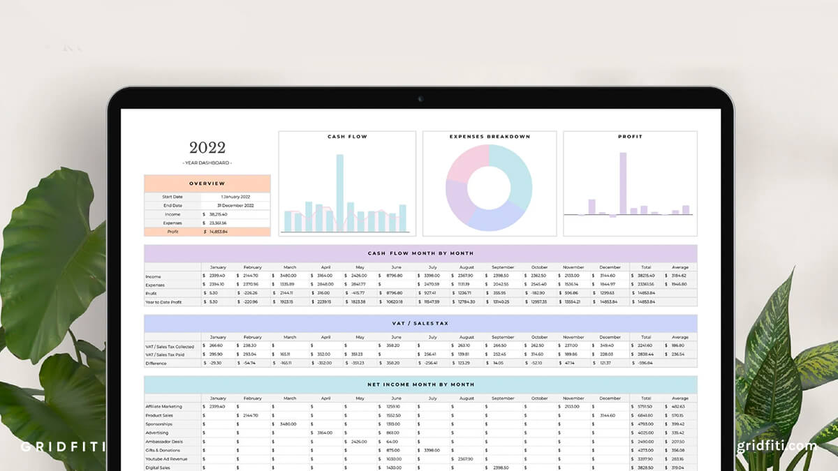 30 Aesthetic Google Sheets Templates Gridfiti